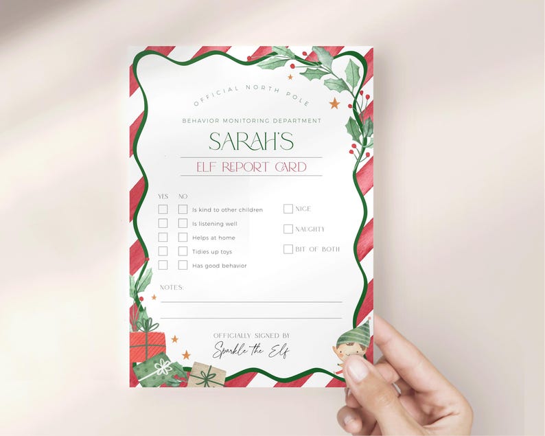 Elf Boy Report Card PRINTABLE, Elf Games Warning Letter Digital ...