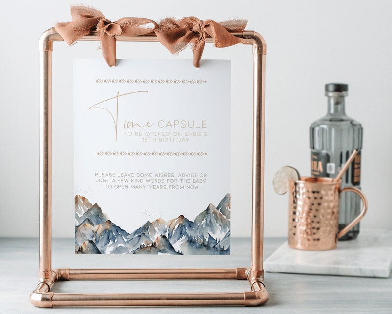 Time Capsule Sign Baby Shower Game DOWNLOAD, Baby Wishes Mountain ...