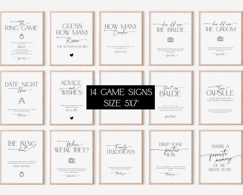 Minimalist Bridal Shower Games Bundle PRINTABLE, Simple Custom Bridal ...