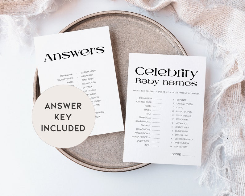 Printable Baby Shower Games With Answers, Celebrity Baby Names, Baby ...