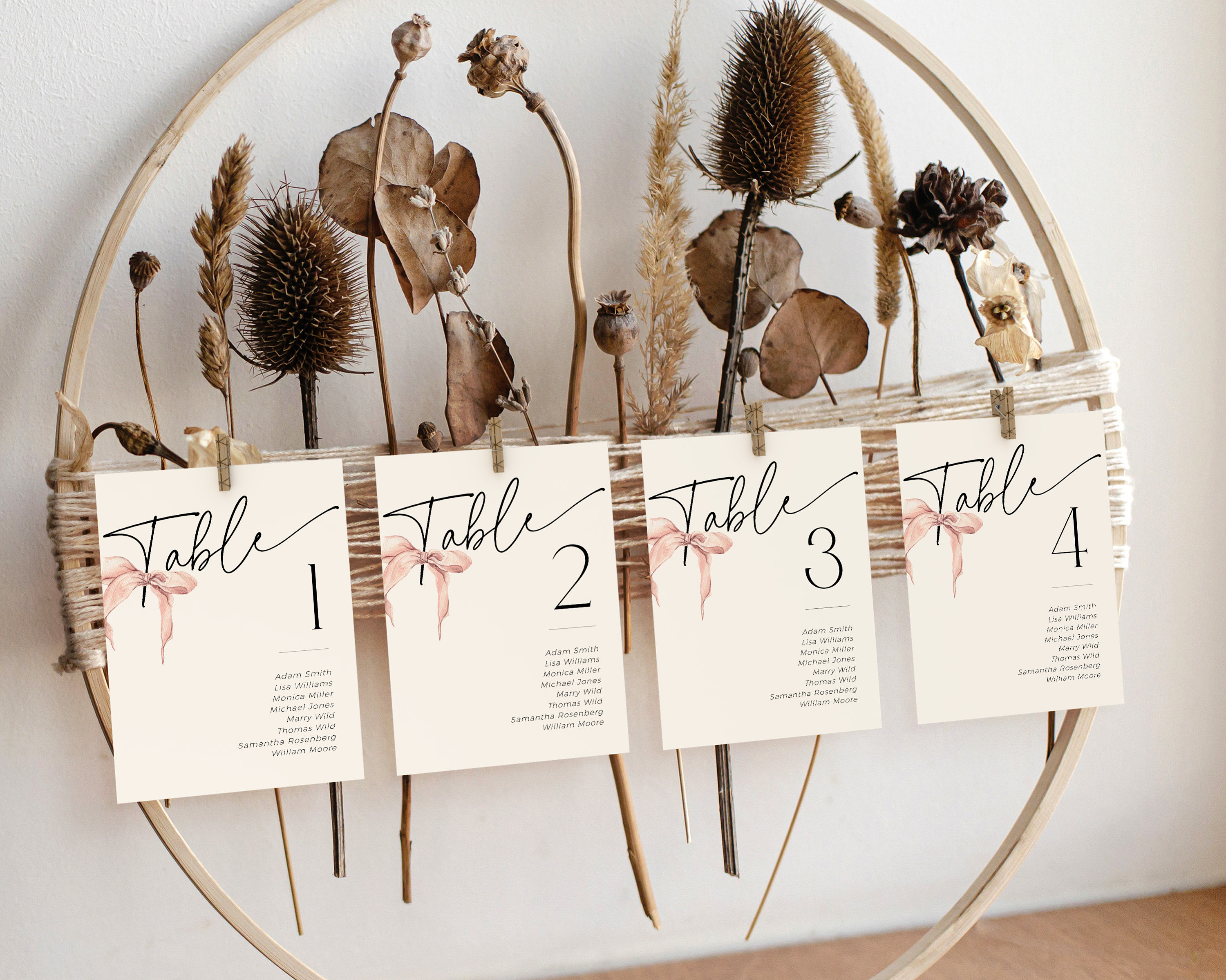 Table Card Seating Chart Template She is Tying the Knot, Blush Pink Bow ...