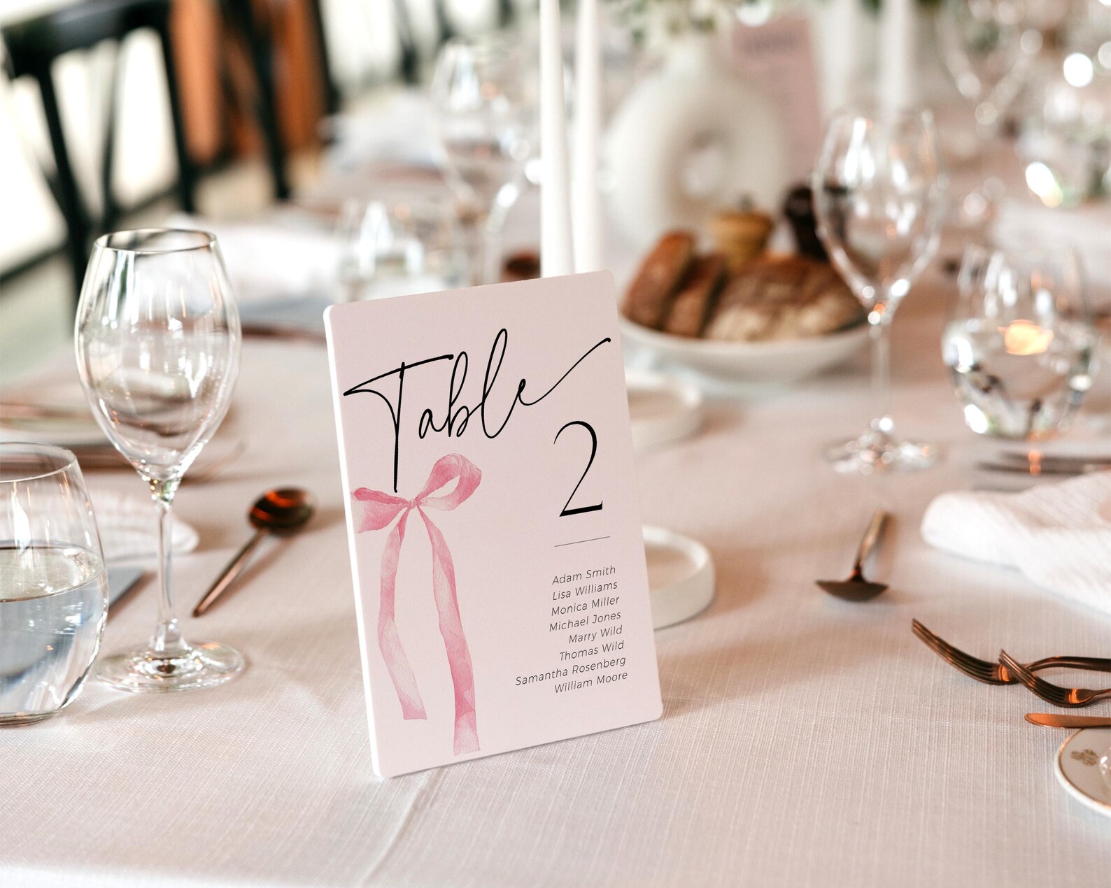 Table Card Seating Chart Template She is Tying the Knot, Blush Pink Bow ...