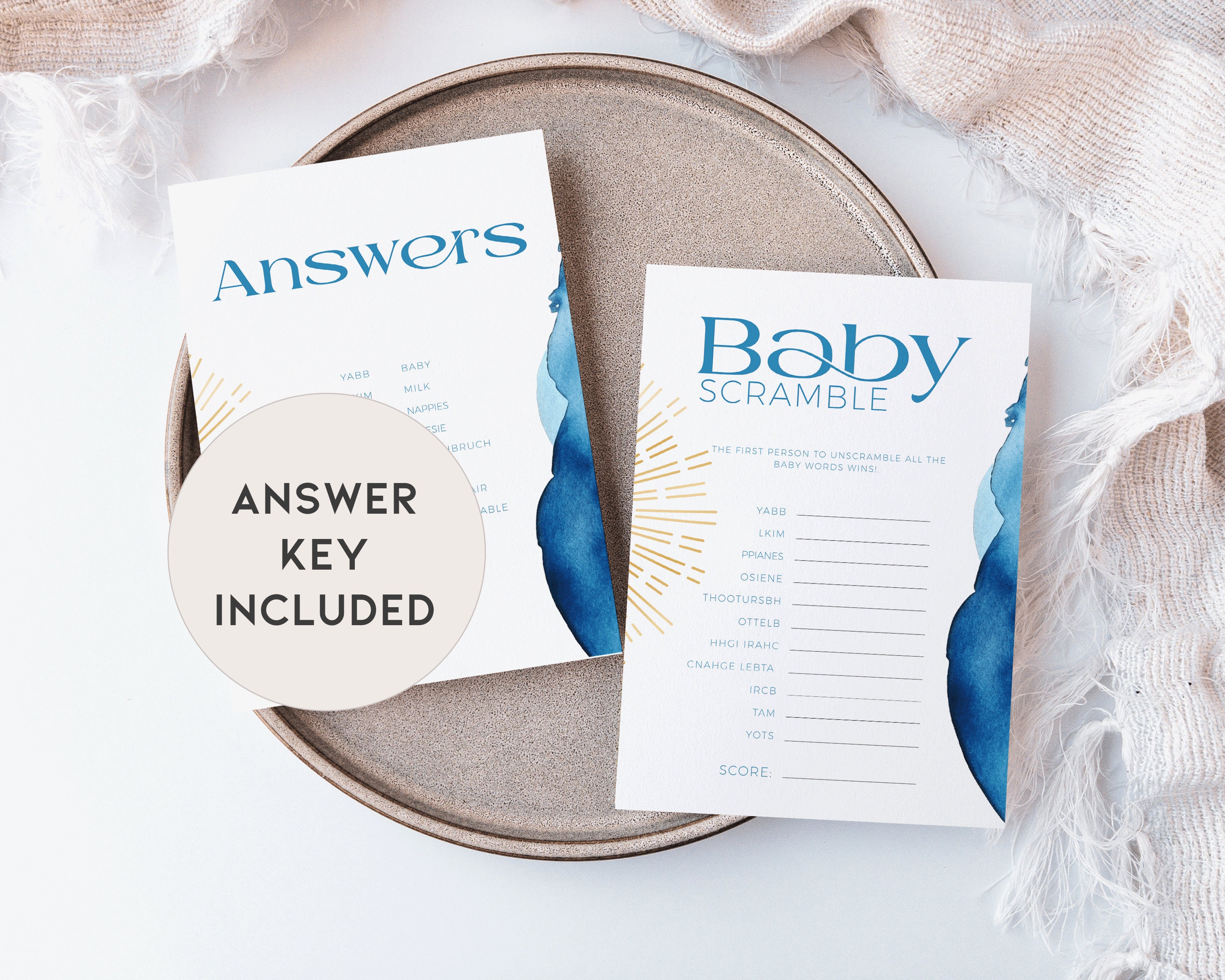 Printable Baby Shower Word Scramble, Here Comes the Son Shower Activity ...