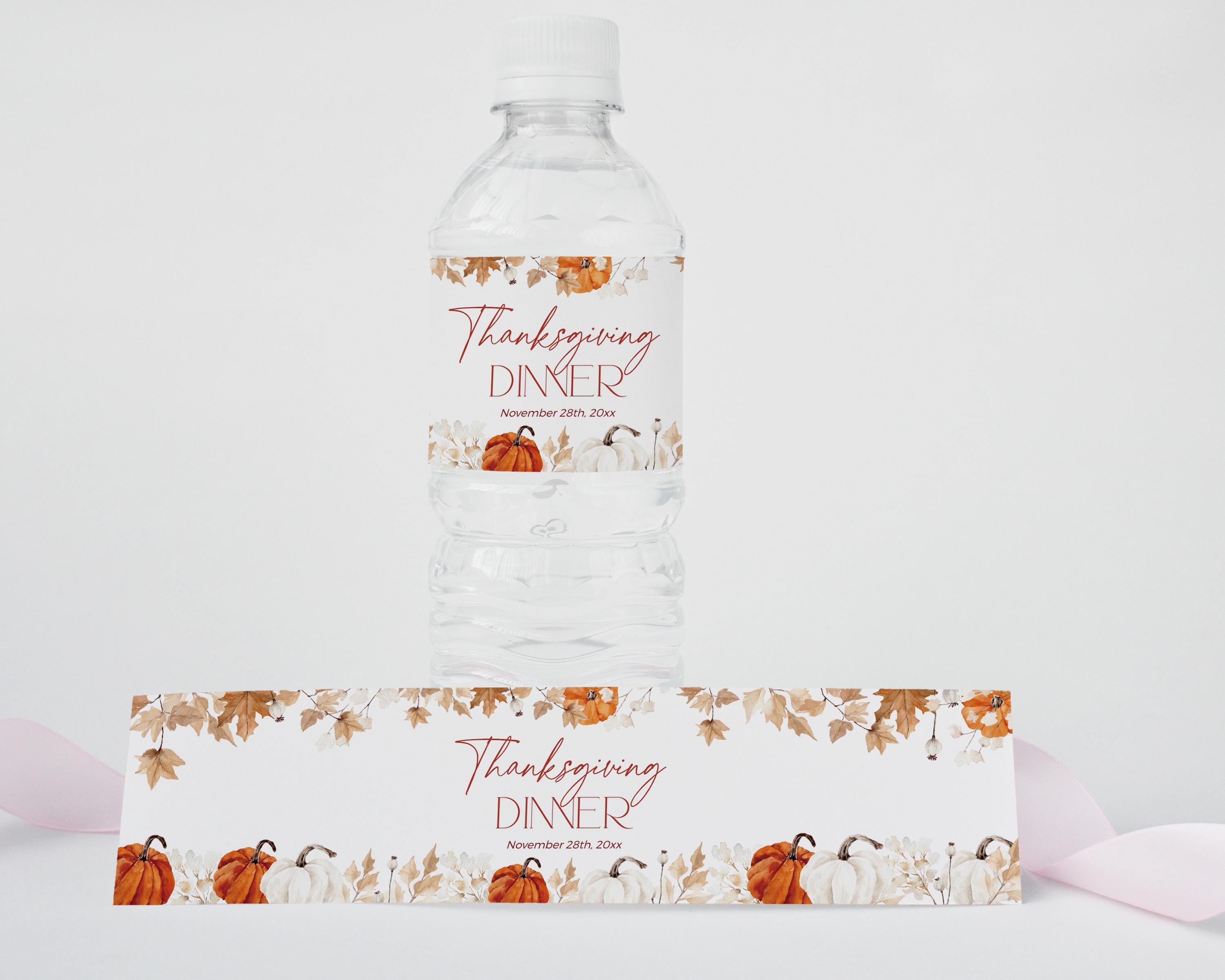 Thanksgiving Water Bottle Label Template, Fall in Love Baby Shower ...