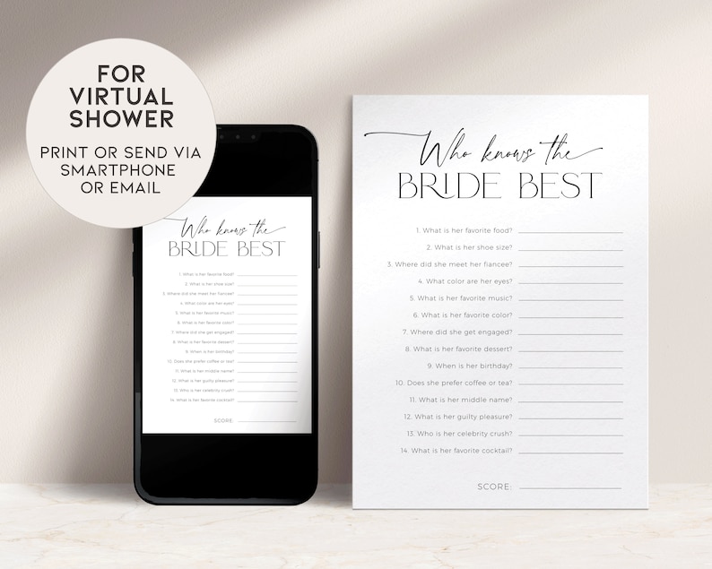 Minimalist Bridal Shower Games Bundle PRINTABLE, Simple Custom Bridal ...