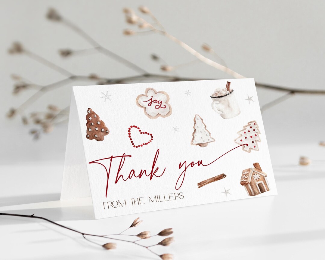 Cookies Christmas Tree Thank You Card DOWNLOAD, Holiday Gingerbread ...