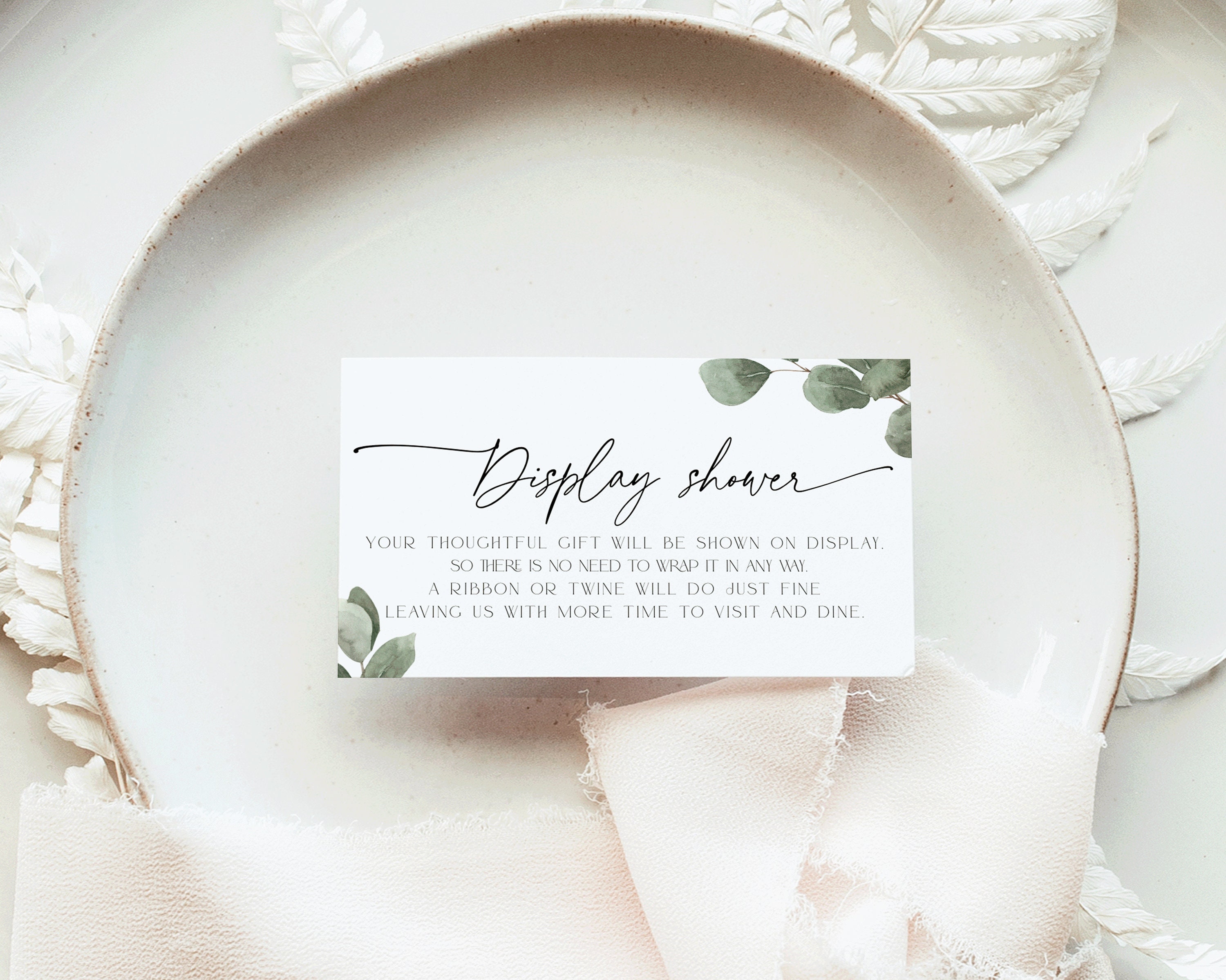 Eucalyptus Bridal Shower Invitation Unwrapped Gift Display, Greenery ...