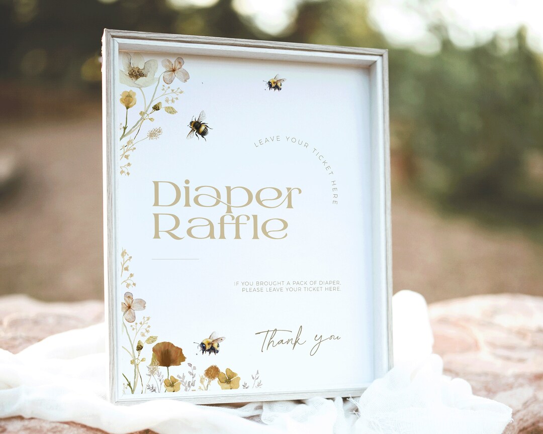 Honey Bee Diaper Raffle Sign for Boys and Girls PRINTABLE, Bumble Bee ...