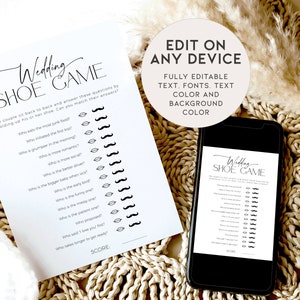 Shoe Game Bridal Shower Questions for Couple PRINTABLE, Minimal Wedding ...