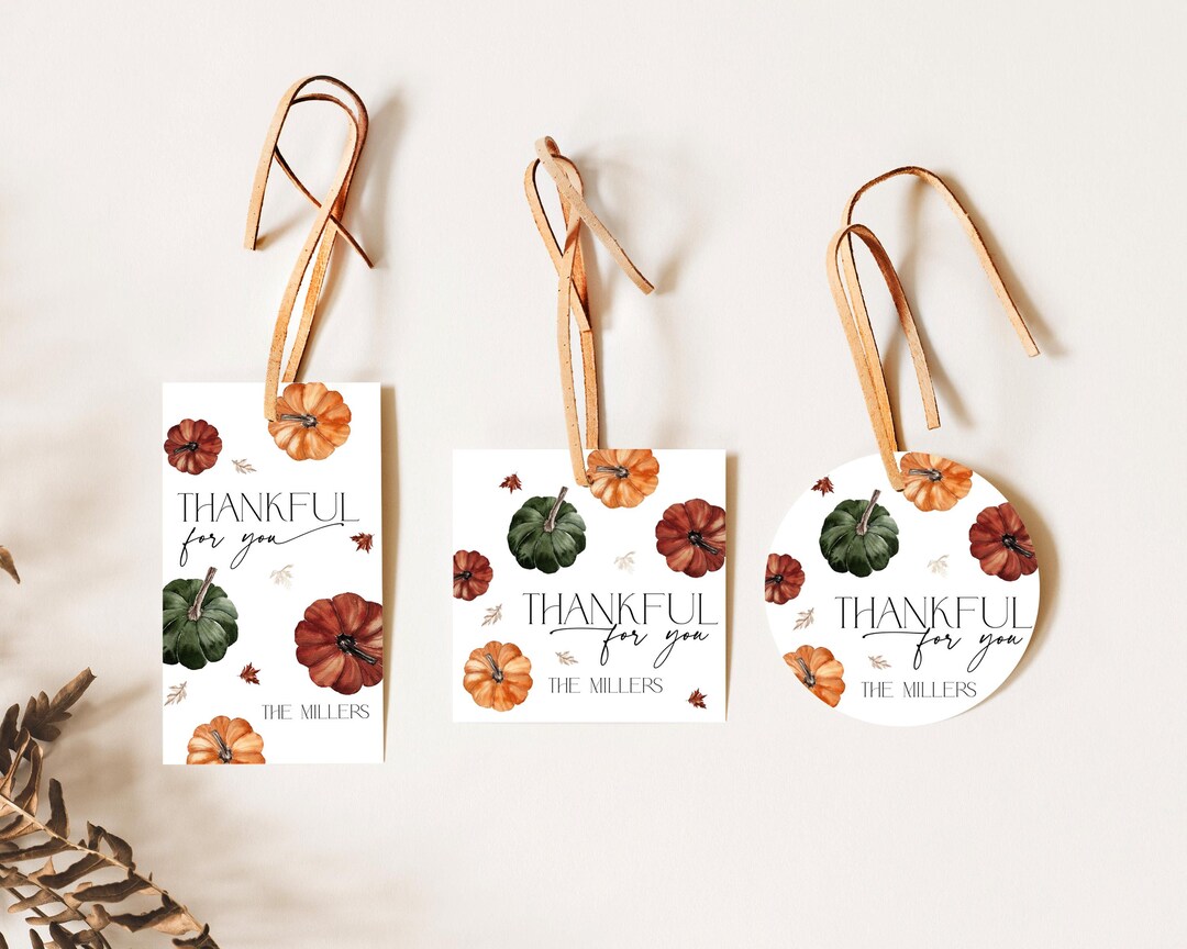 Thanksgiving Gift Tag Colorful Pumpkin, Friendsgiving Fall Favor Bag ...