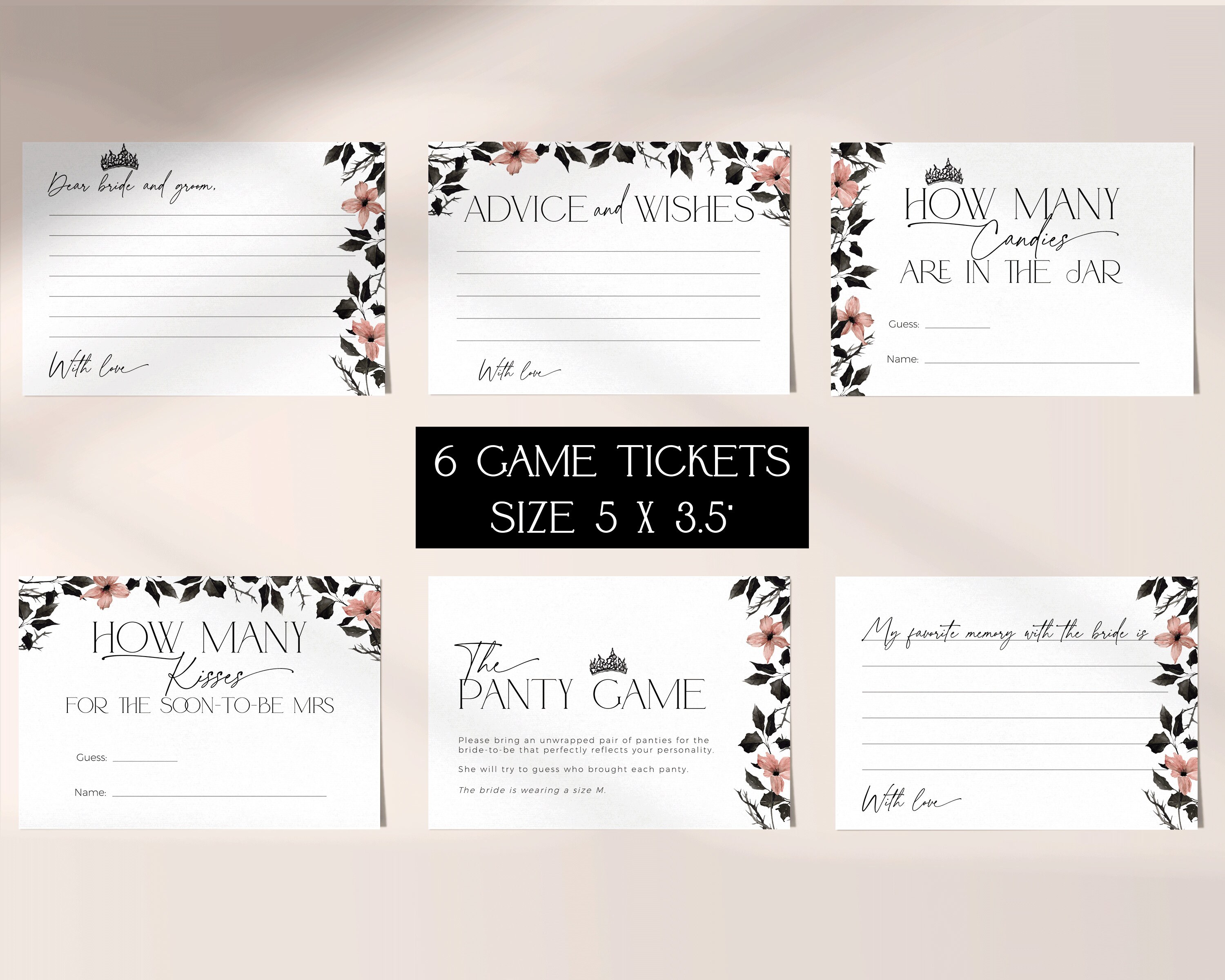 Gothic Bridal Shower Games Bundle PRINTABLE, Floral Bride or Die Game ...