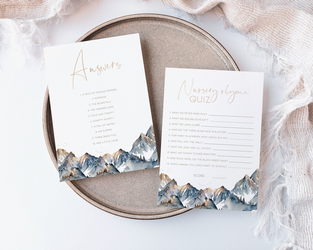 Baby Shower Games Nursery Rhymes With Answer Key, Mountain Themed Funny ...