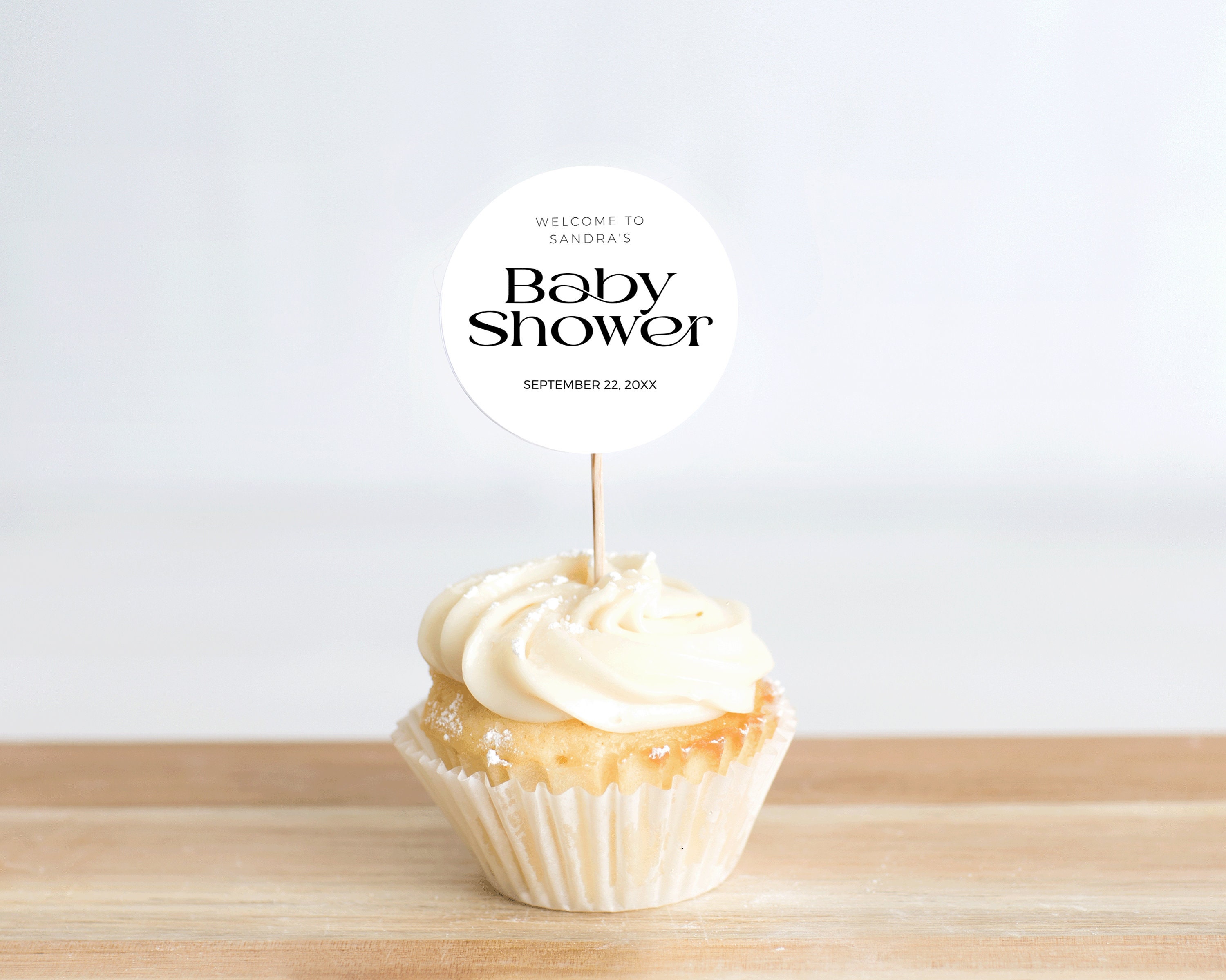 Cupcake Toppers Baby Shower Printable, Minimal Oh Baby Gender Neutral ...