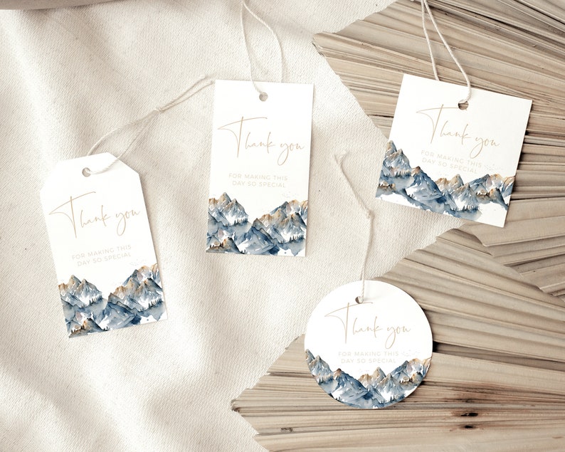 Mountain Theme Thank You Tags INSTANT DOWNLOAD Woodland Favor - Etsy