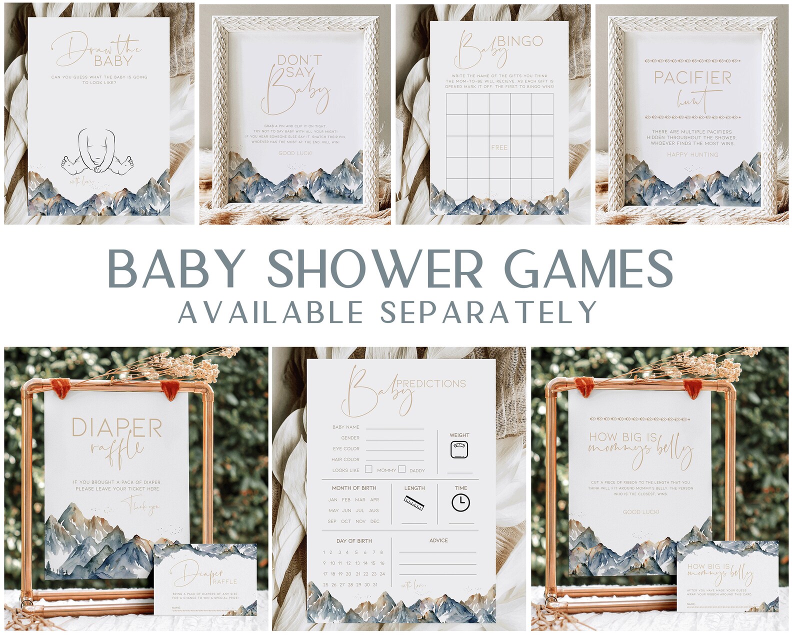 Time Capsule Sign Baby Shower Game DOWNLOAD, Baby Wishes Mountain ...