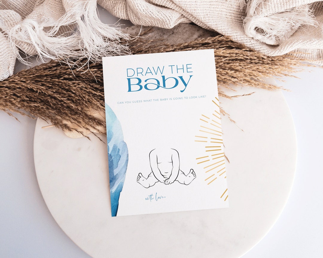 Draw the Baby Printable, Here Comes the Son Baby Shower Game, DIY Baby ...