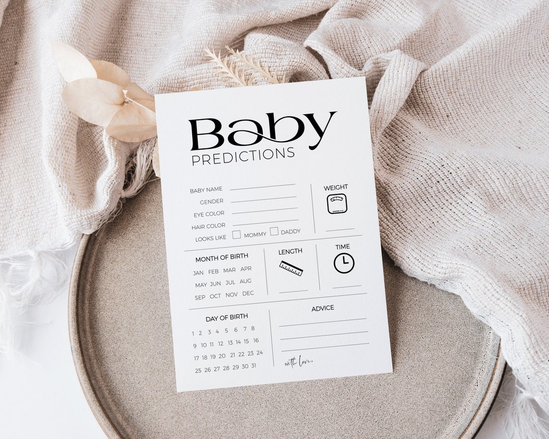 Baby Predictions Card Baby Shower Games PRINTABLE, Newborn Traits Mom ...
