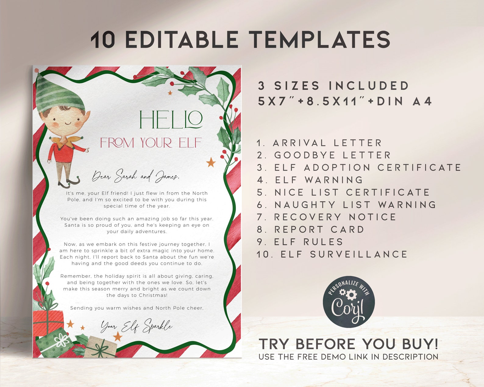 Welcome Back Elf Letter Printable BUNDLE, Goodbye Elf Letters Digital ...
