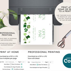 St Patricks Day Open Bar Sign Template, Irish Shamrock Drinks on Us ...