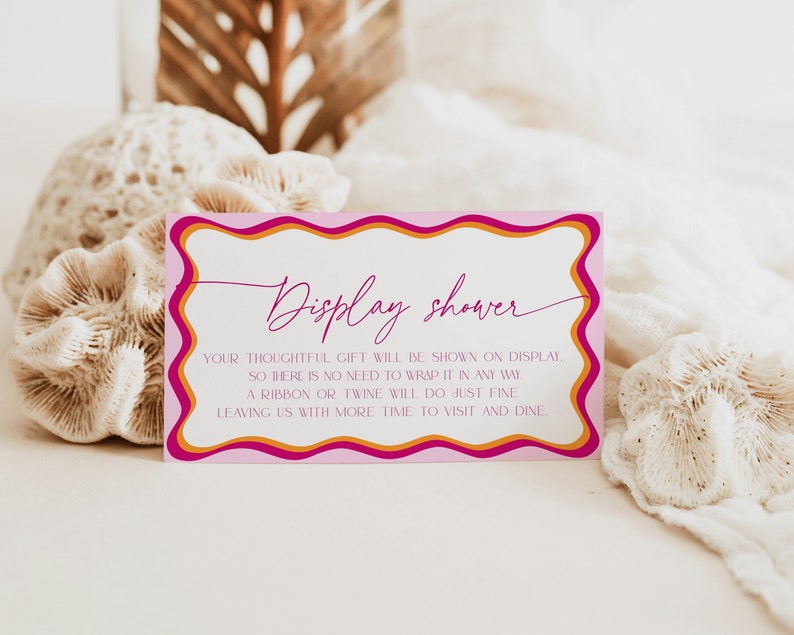 Wavy Border Unwrapped Gift Display Bridal Shower PRINTABLE, Magenta ...