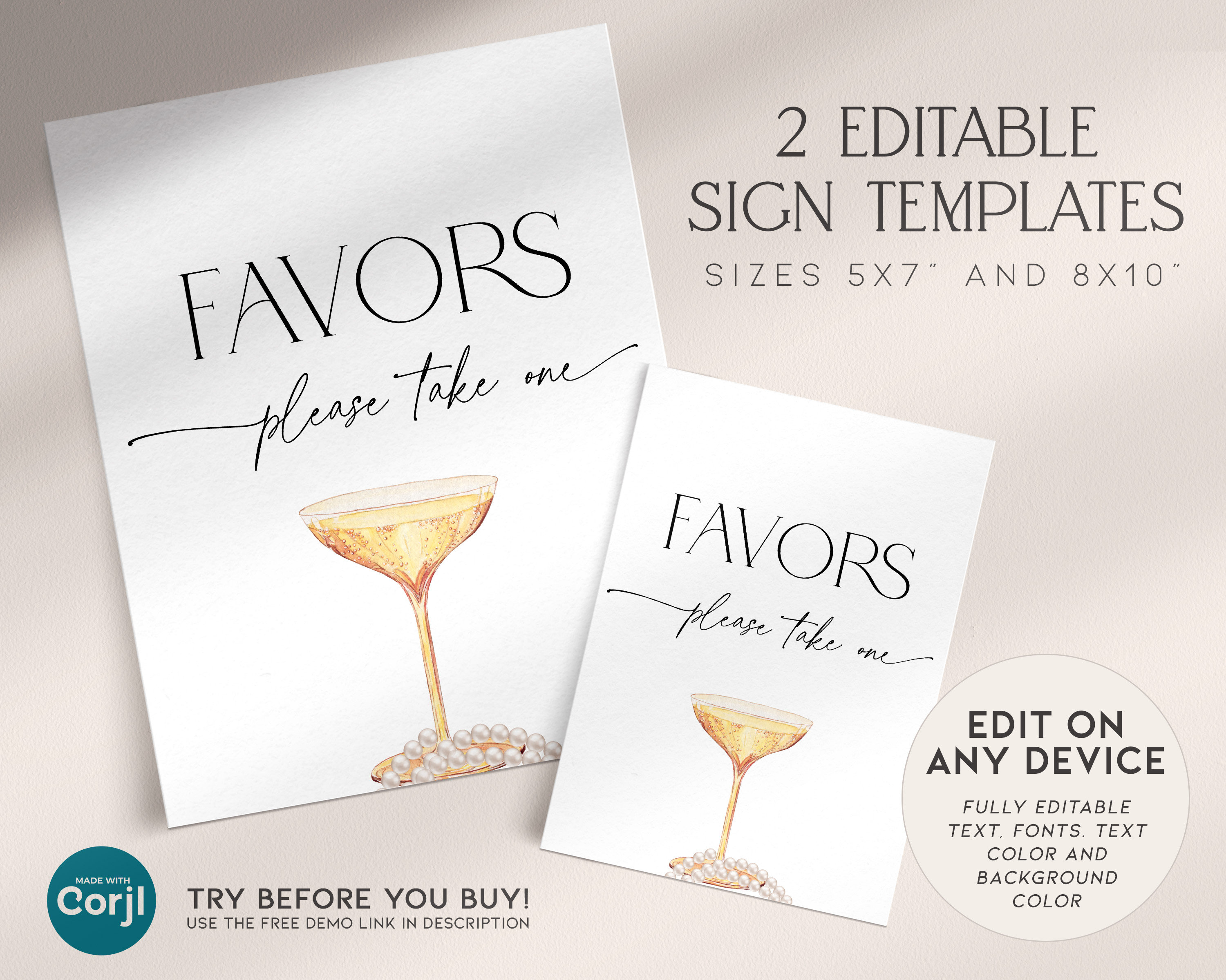 Favors Sign Pearls and Prosecco Bridal Shower, Bubbly Champagne Brunch ...
