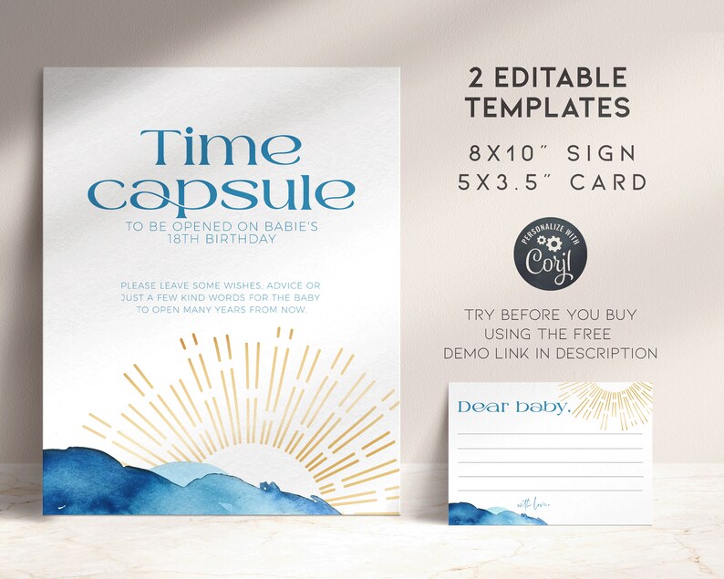 Time Capsule Sign and Wishes for Baby Card Set Here Comes the - Etsy