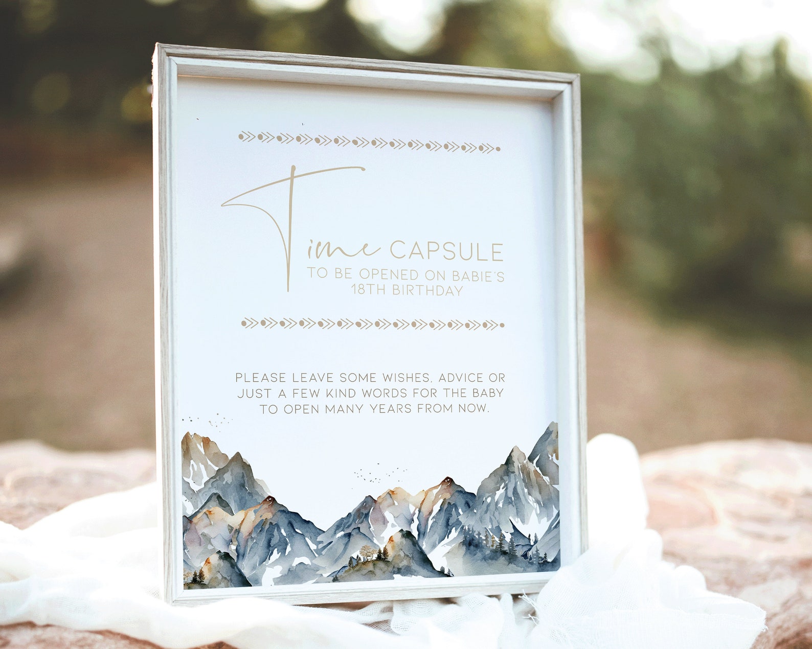 Time Capsule Sign Baby Shower Game DOWNLOAD, Baby Wishes Mountain ...