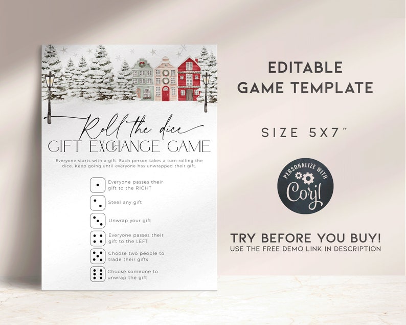 Christmas Dice Exchange Game, Printable Roll the Dice Office Xmas Party ...