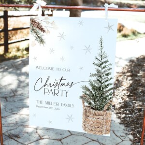 Christmas Tree Welcome Sign Printable, Snowflake Holiday Event Signage ...