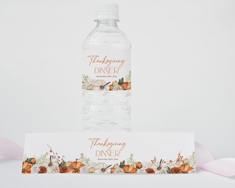 Thanksgiving Water Bottle Label Template, Fall in Love Baby Shower ...