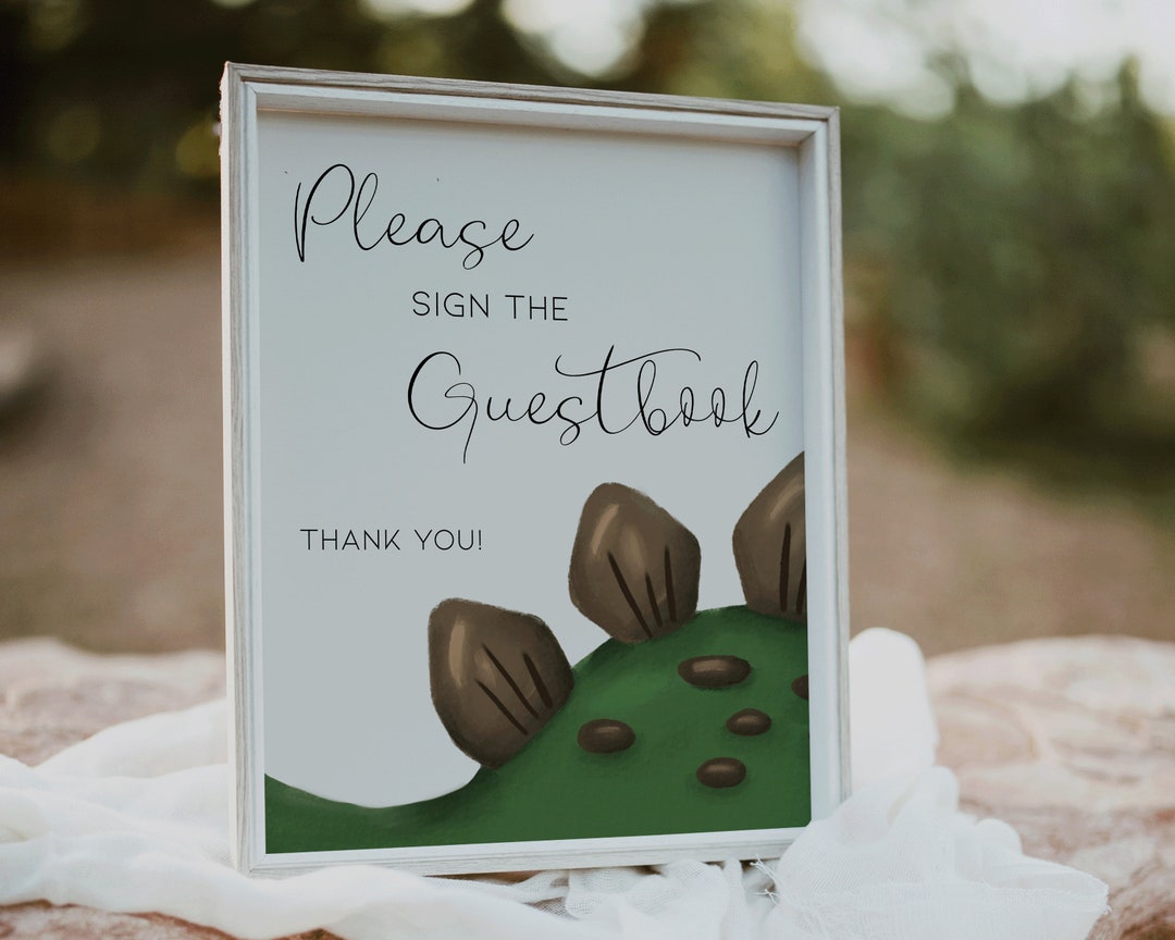 Dinosaur Birthday Guestbook Sign, Editable Dino Kids Party Decoration ...
