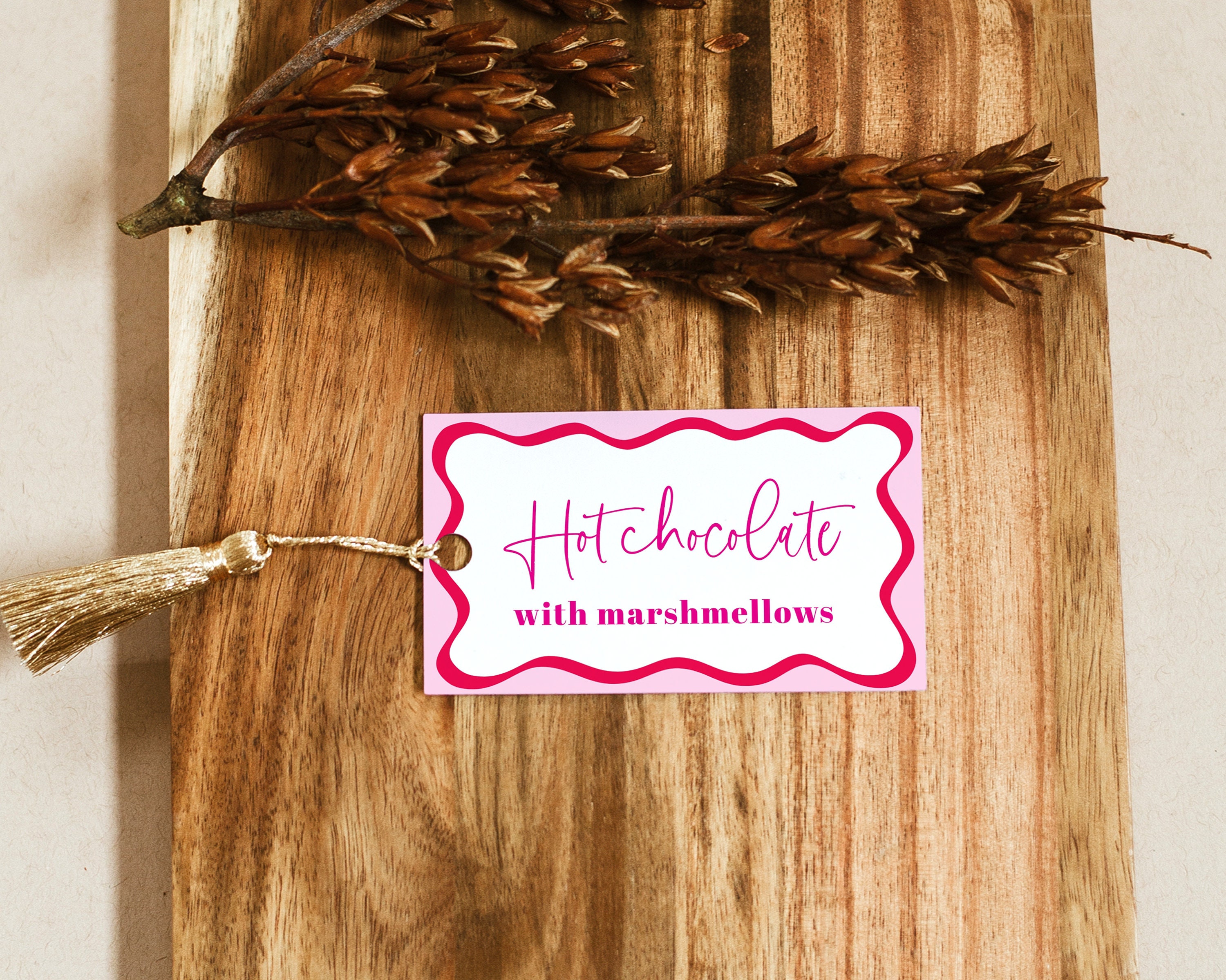 Hot Pink Buffet Card With Wavy Border Bridal Shower Printable, Bright ...