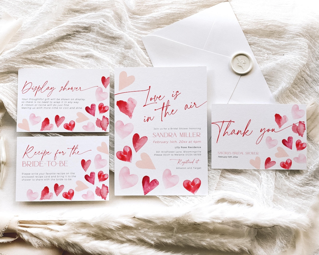 Valentine Bridal Shower Invitation Bundle, Love is in the Air Winter ...