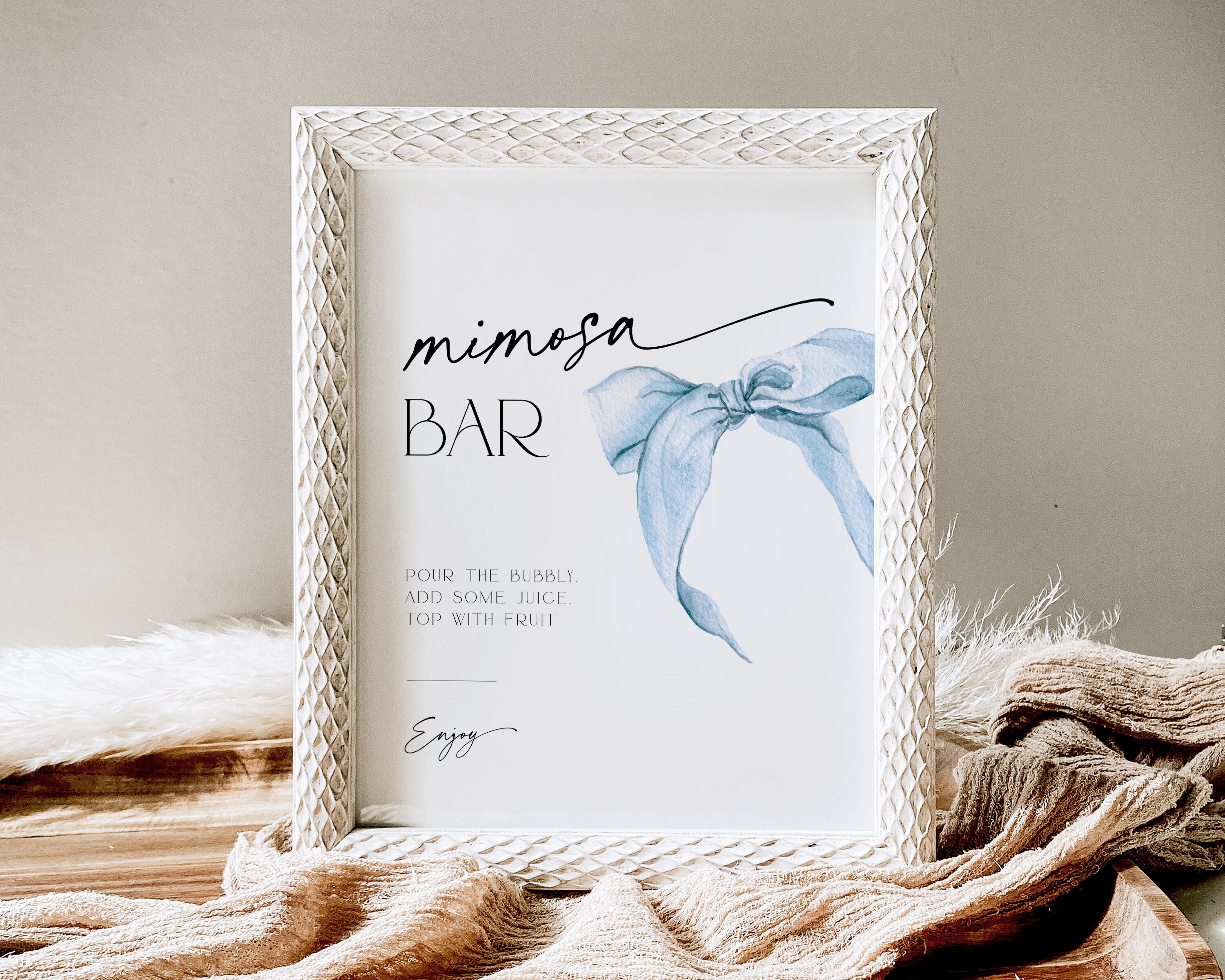 Mimosa Bar Menu Sign She's Tying the Knot Bridal Shower Card, Bow Drink ...