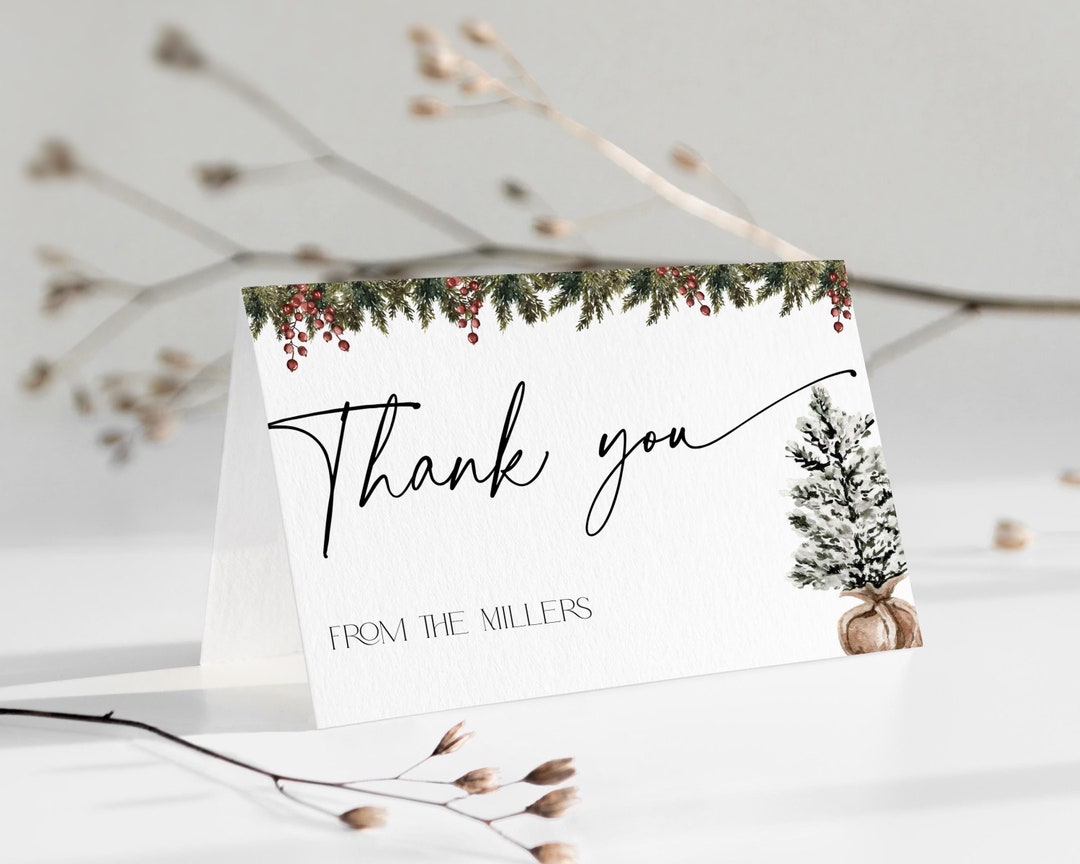 Rustic Christmas Thank You Card DOWNLOAD, Cozy Holiday Party Thanks ...