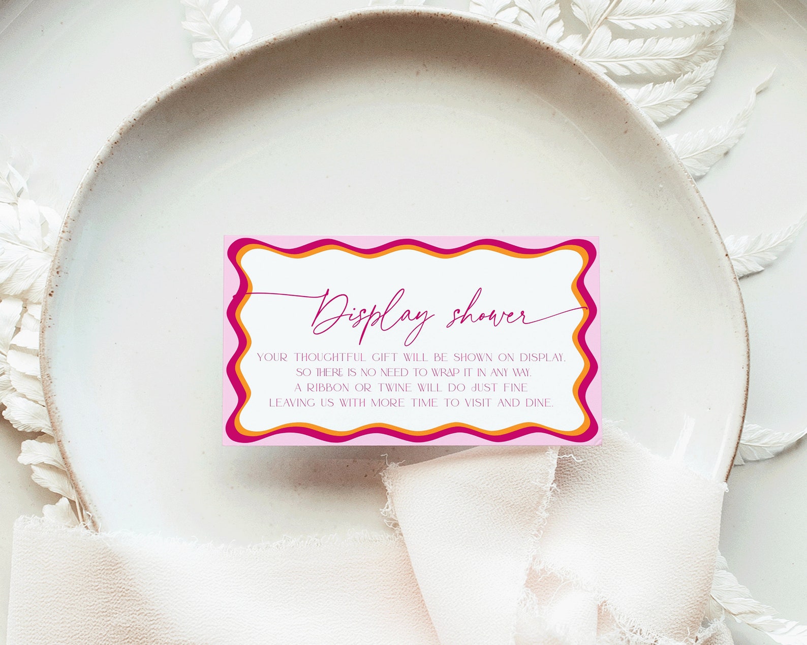 Wavy Border Unwrapped Gift Display Bridal Shower PRINTABLE, Magenta ...