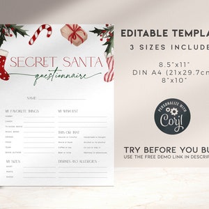 Christmas Questionnaire Printable, Office Xmas Party Gift Exchange ...