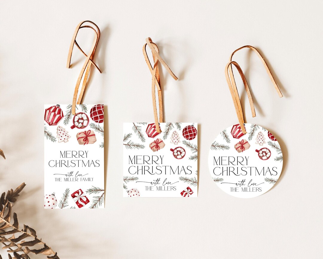 Christmas Ornament Gift Tag Printable, Xmas Cookie Event Favor Bag ...