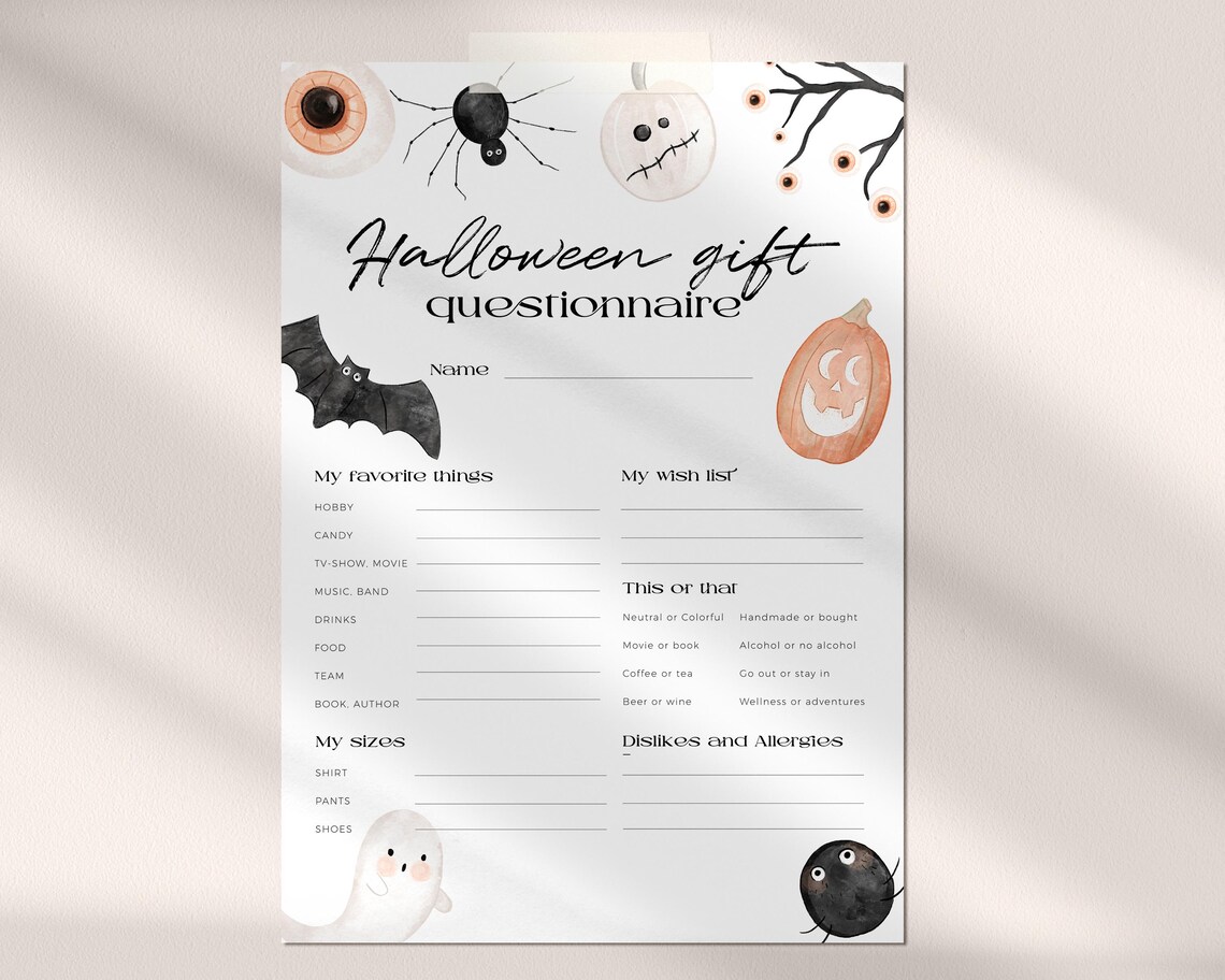 Pastel Halloween Gift Exchange Form Printable, Editable School Boo ...