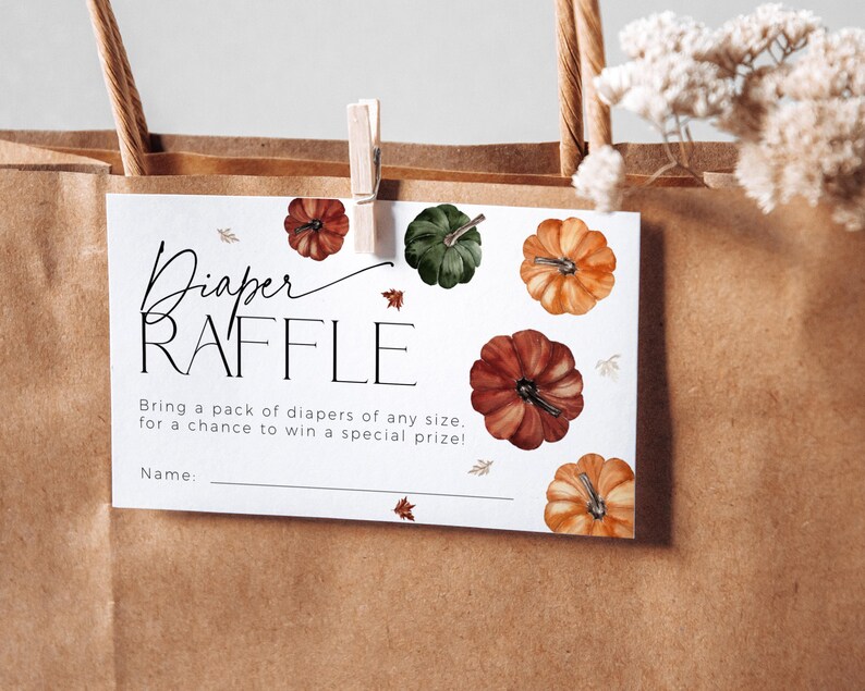 Colorful Little Pumpkin is on the Way Diaper Raffle Ticket Invite ...