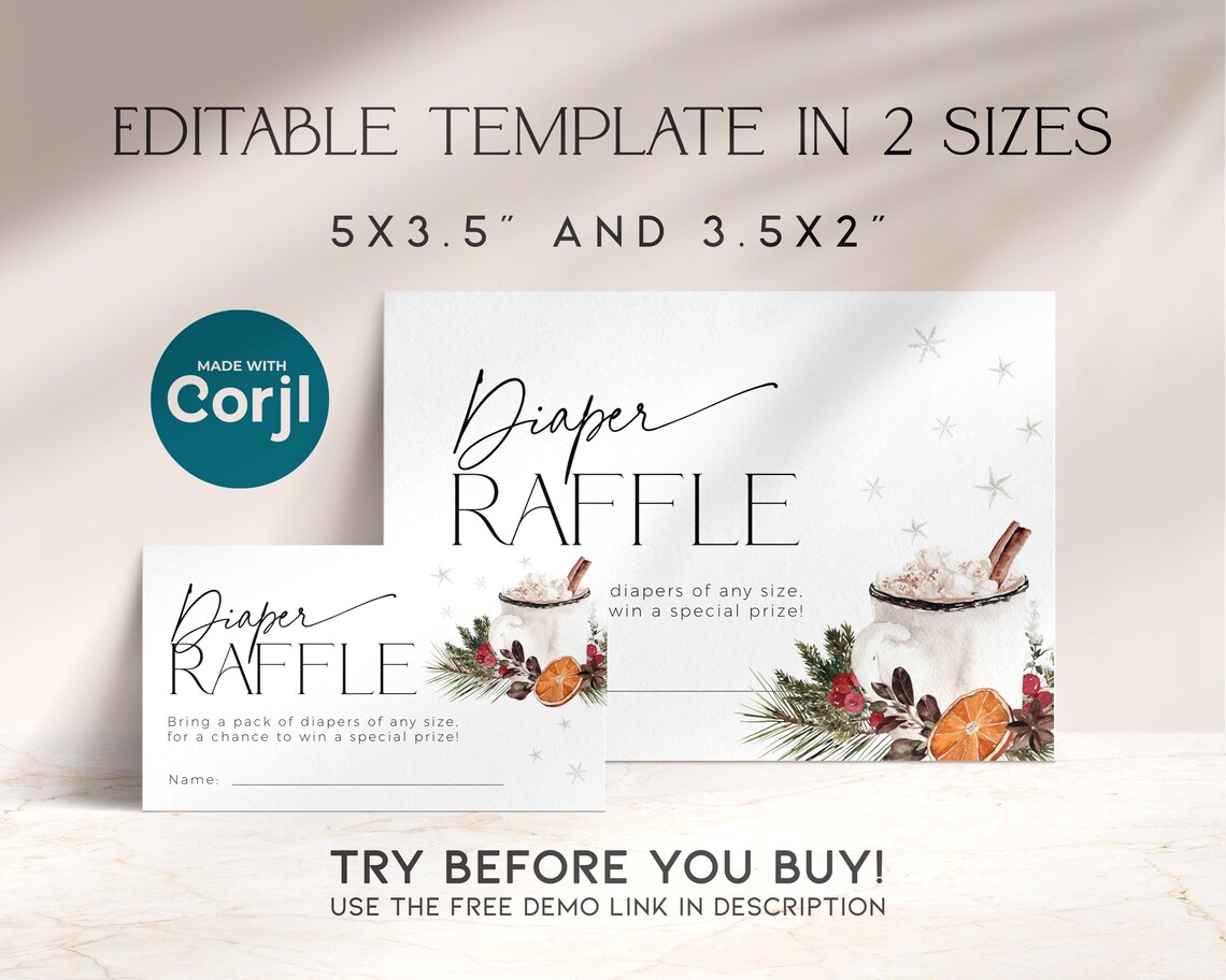Cookies and Cocoa Christmas Diaper Raffle Ticket Template, Merry Little ...