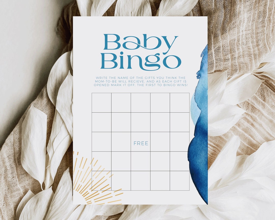 Baby Shower Bingo Game Sonshine Theme INSTANT DOWNLOAD Boy, Dusty Blue ...
