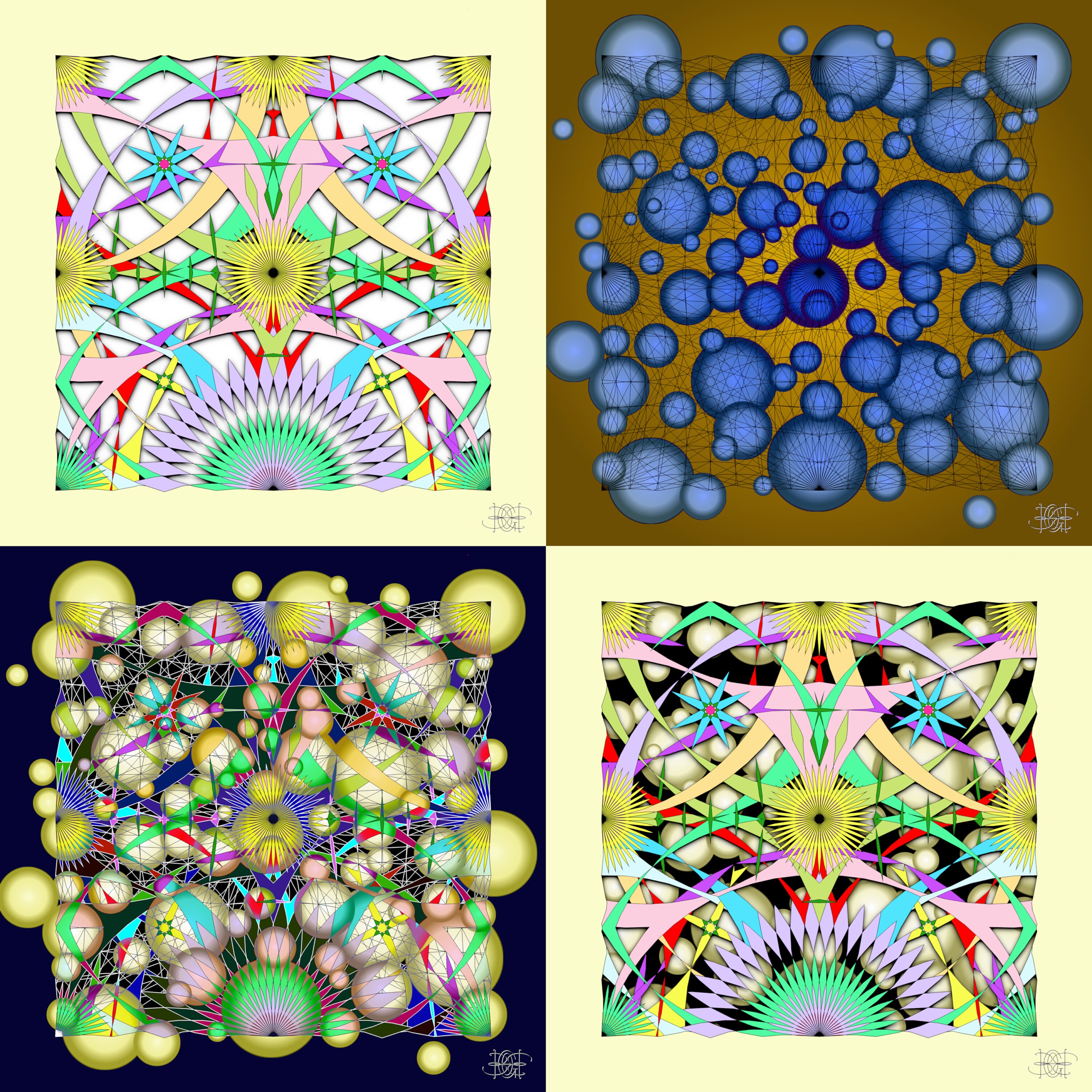 Set of 4 Images From the "square Curves 3" Set. Multi Colored Abstract ...