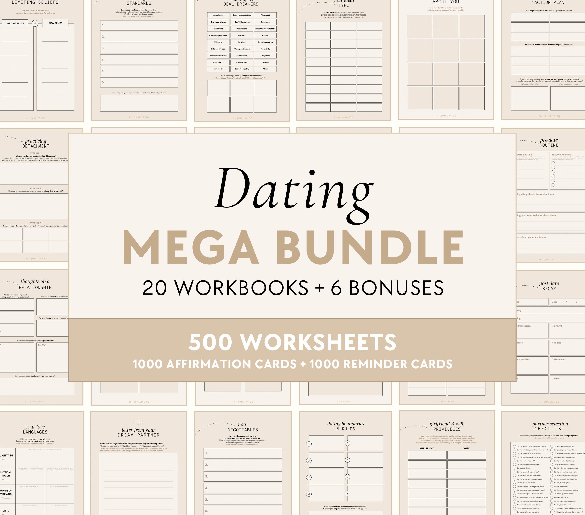 Dating Bundle Workbooks Manifest Dream Partner & Relationship, High ...
