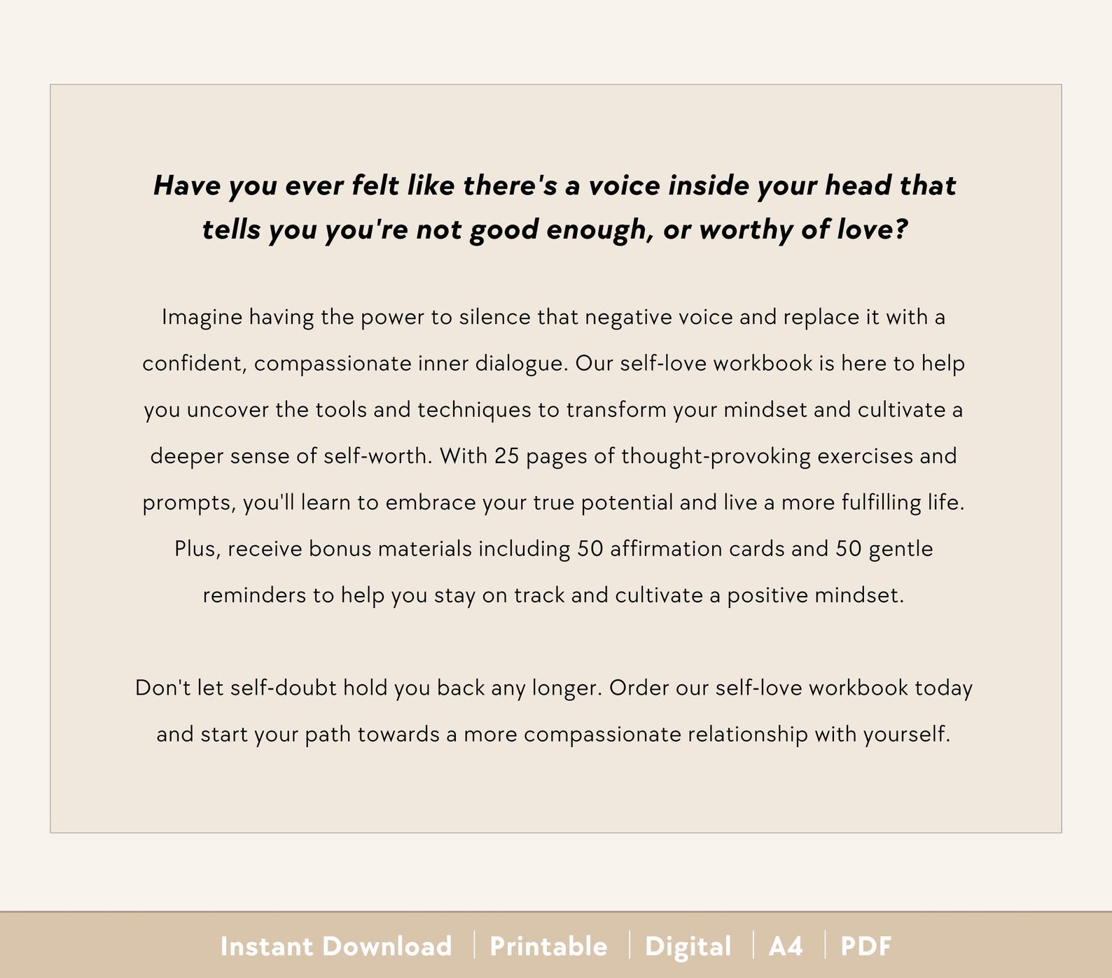 Self-love Workbook | Positive Self-talk, Confidence, Self-esteem, Solo ...
