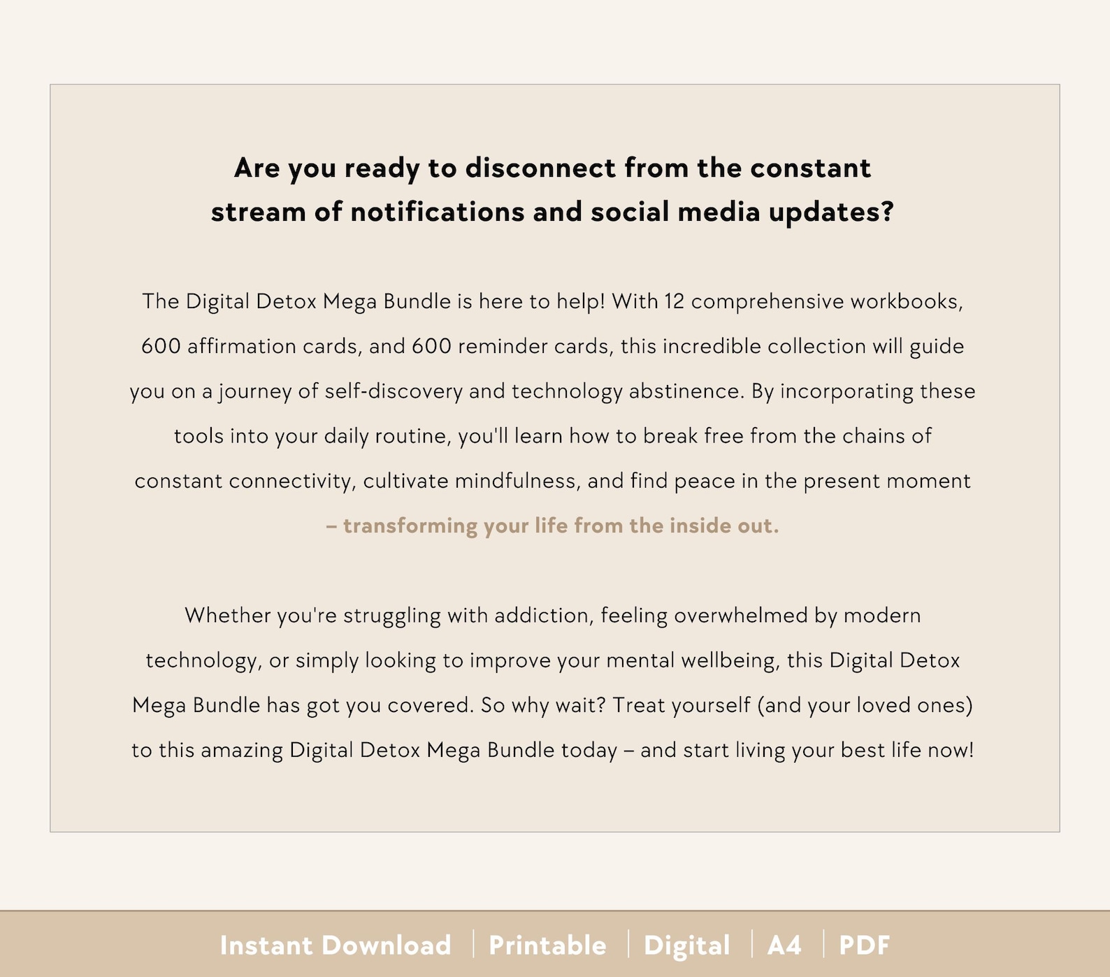Digital Detox Bundle | Workbooks - Digital Wellness, Social Media Break ...