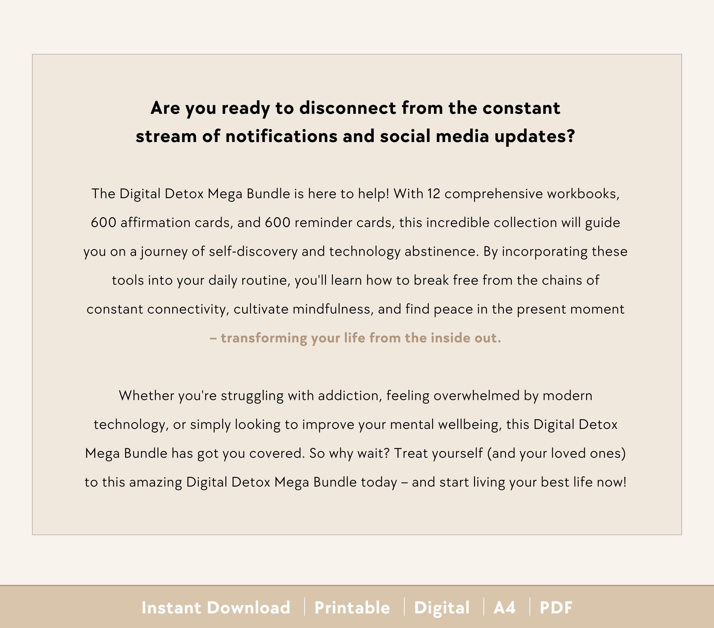 Digital Detox Bundle | Workbooks - Digital Wellness, Social Media Break ...