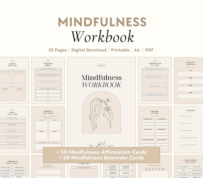 Mindfulness Workbook | Self-care, Gratitude, Mindful Eating, Mental ...