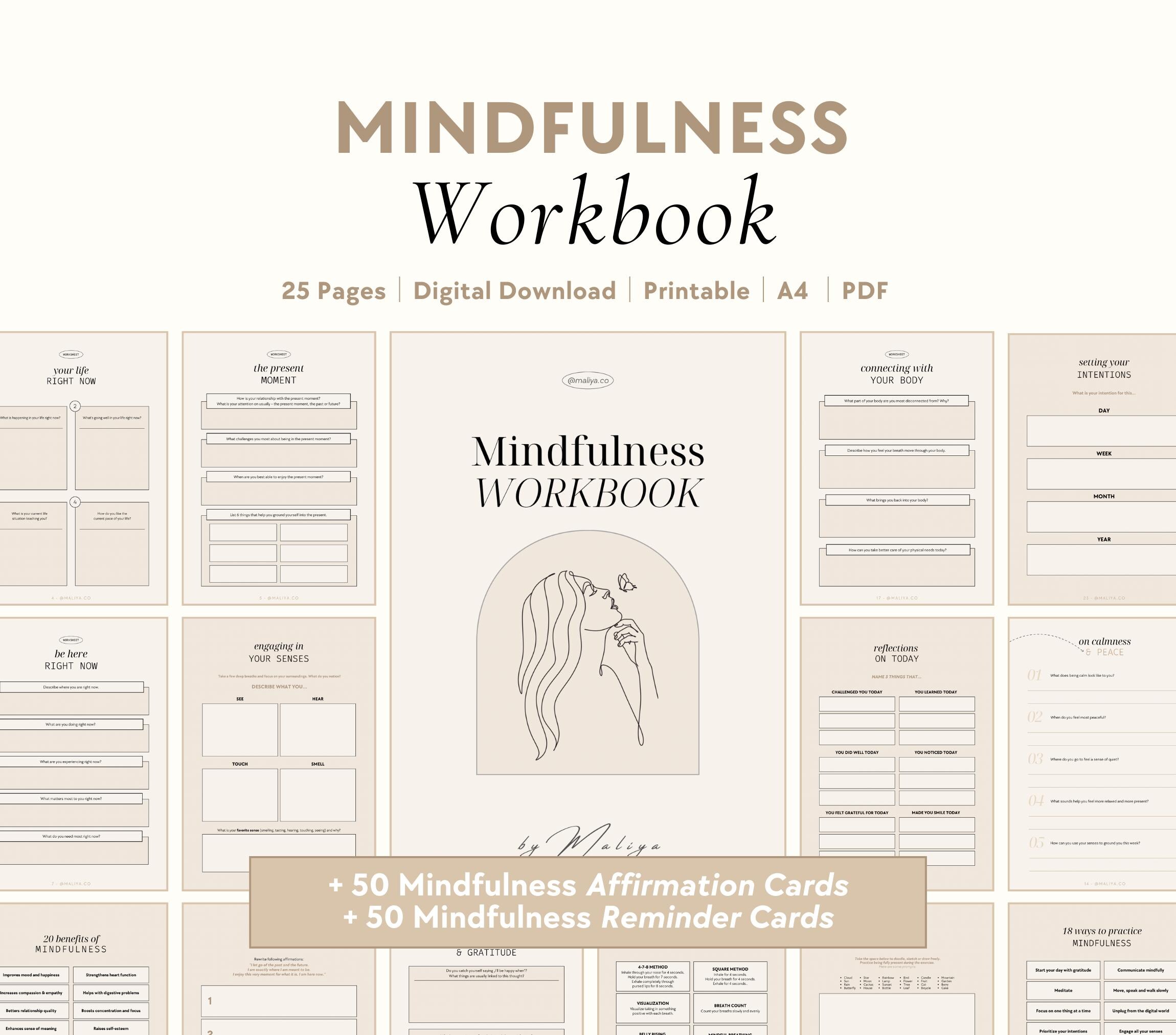 Mindfulness Workbook | Self-care, Gratitude, Mindful Eating, Mental ...