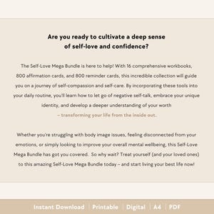 Self-love Bundle | Workbooks - Self-talk, Self-esteem, Confidence, Body ...